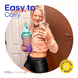 Giotto Large 1 Gallon/128oz (When Full) Motivational Water Bottle with Time Marker & Straw, Leakproof Tritan BPA Free for Fitness, Gym and Outdoor Sports-Purple/Pink/Green Gradient