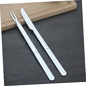 Yardwe 5 Sets Barbecue and Fork Stainless Meat Cooking Fork Meat Fork BBQ Fork Fruit Camping Grill Utensils Knives Smore Kit Barbecue Knives Outdoor Tableware