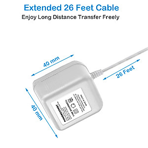 24 Volt Transformer, 500mA C Wire Power Adapter Thermostat, Competible with Nest, Ecobee, Sensi, Honeywell Doorbell and Any Doorbells, Extra Long 315" Cable