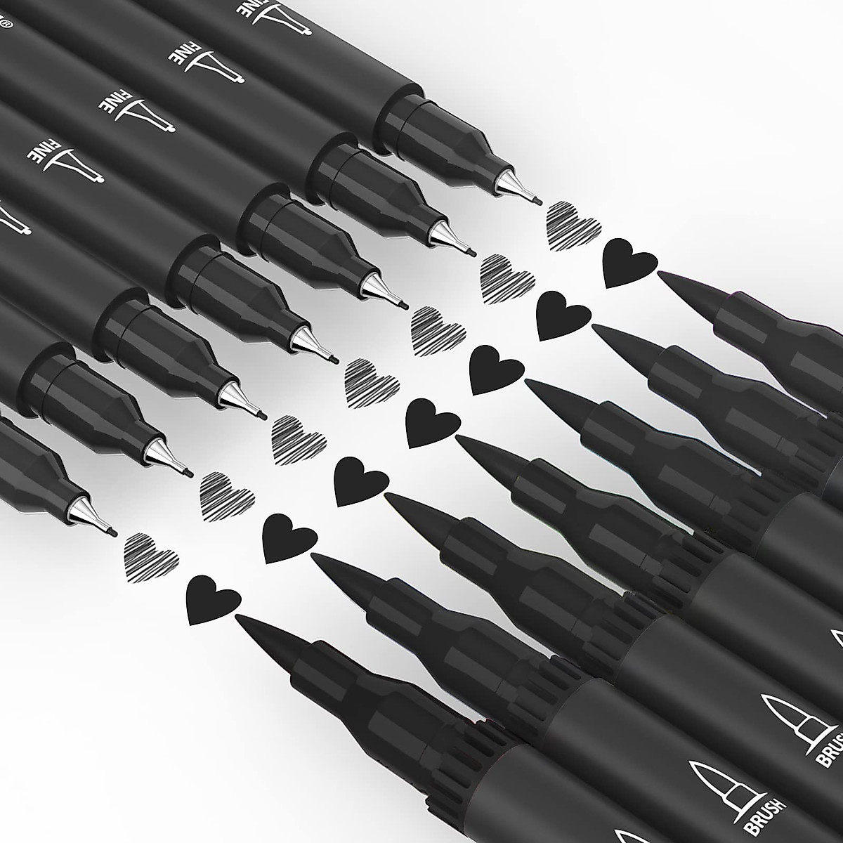 Mogyann Drawing Pens, 12 Pack Dual Brush Pens Black Markers for Art Drawing Sketching