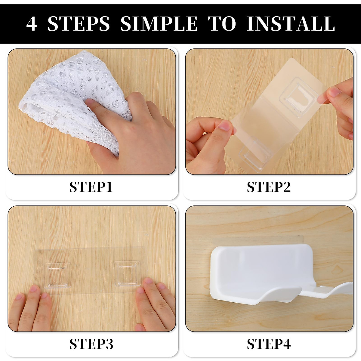 COMNICO Hair Dryer Holder Wall Mounted Self Adhesive Blow Dryer Hanger Hook with Plug Cord Organizer Rack for Bathroom Cabinet Door, Compatible with Most Hair Dryers (White)