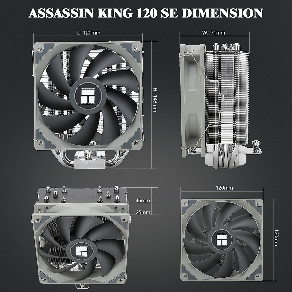 Thermalright Assassin King 120 SE CPU Air Cooler, 5 Heatpipes, TL-C12C PWM Fan, AGHP tochnology, for AMD AM4 AM5/Intel LGA 1700/1150/1151/1155/1200