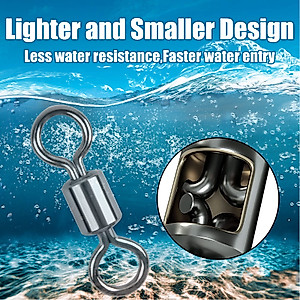 JSHANMEI Barrel Swivels Fishing Swivels Saltwater Fishing Tackle Rolling Bearing Snap Connector for Saltwater Freshwater Fishing Black Nickel 31Lb to 330Lb(10#-50PCS)