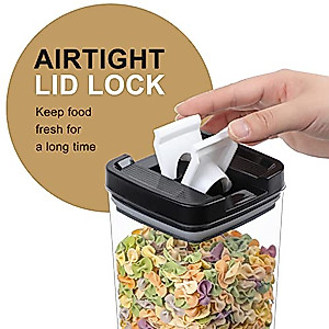 FOOYOO 16 Pack Airtight Food Storage Containers Set with Lids - Clear Cereal Containers Storage Set, BPA Free Plastic Kitchen Pantry Organization and Storage with Labels, Marker & Spoon Set