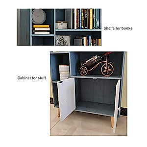 GDLMA Storage Sideboard,Modern Bookcase with 2 Doors,Blue
