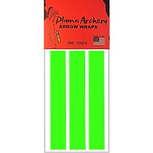 Pluma Archery Arrow Wraps Cut for Standard and Reduced Diameter Carbon Archery Shafts Made for Arrows with Max Outside Diameter (OD) of 0.310 Inches Length 6 Inches Quantity -12 (Flo Green, Standard)