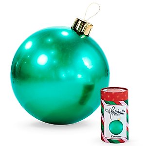 Holiball Inflatable Holiday Ornament – Indoor and Outdoor Use– Reusable and Storage Friendly – The Ultimate Holiday Decoration – 18" – Holly Green