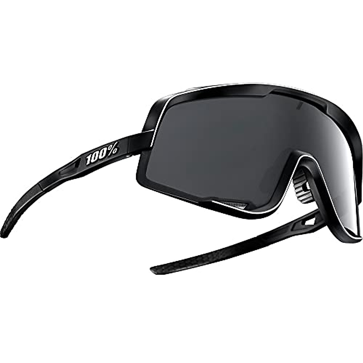 100% Glendale Sport Performance Cycling Sunglasses (SOFT TACT BLACK - Smoke Lens)