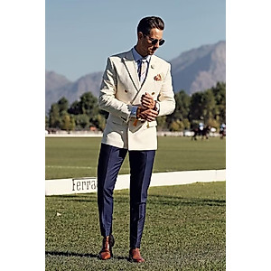 Men's Suits Slim Fit Suits for Men 2 Piece Peak Lapel Suits for Summer Party Rust Orange,2XL Size US44L