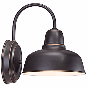 John Timberland Urban Barn Rustic Industrial Farmhouse Outdoor Wall Light Fixtures Set of 2 Bronze Gooseneck Arm 11 1/4" for Exterior Deck House Porch Patio Outside Garage Front Door Garden