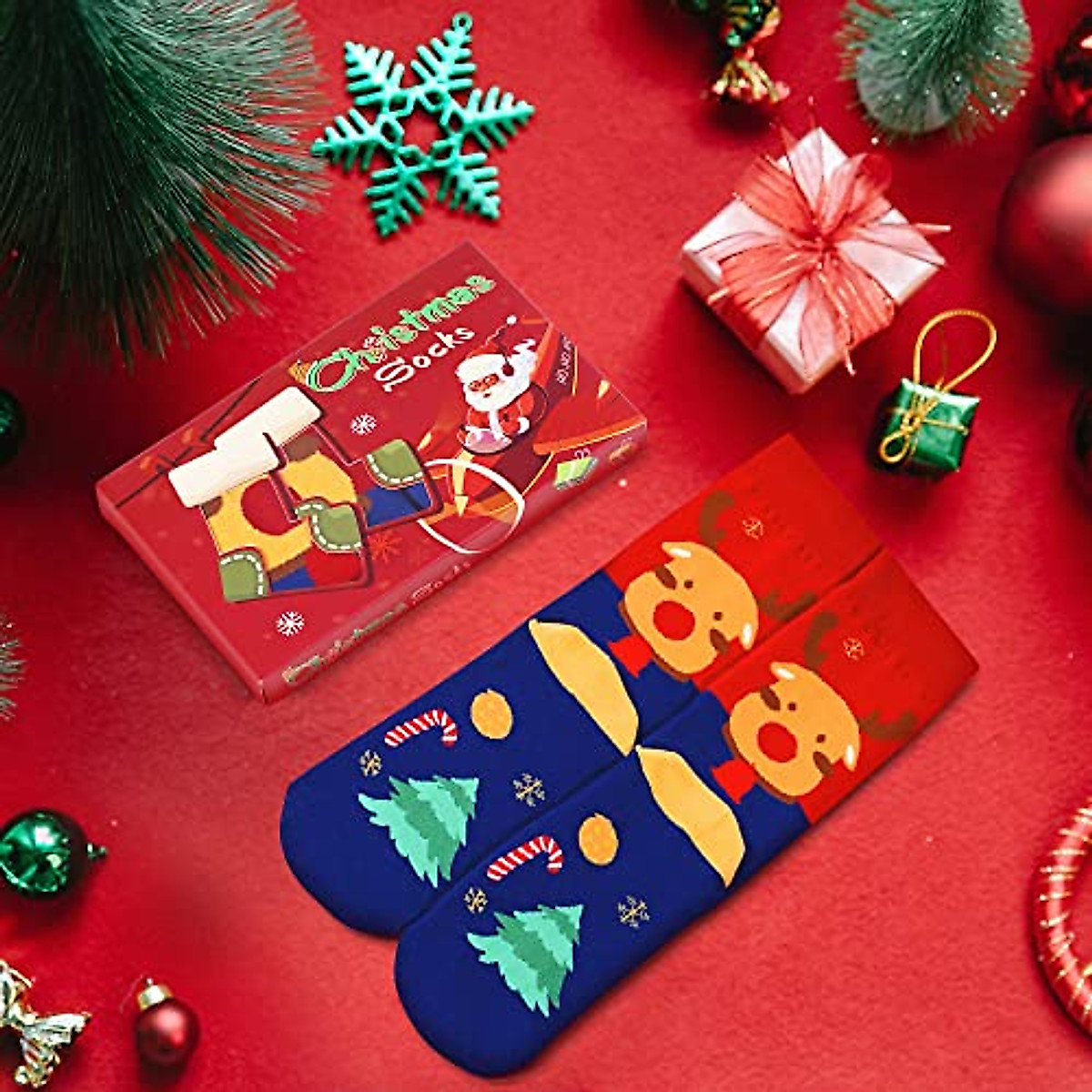 Funny Christmas Socks Box for Men Women Teen Boys Girls - Christmas Secret Santa Gifts Fun Novelty Funky Crazy Silly Cool Cute Santa Socks Xmas Gifts Stocking Stuffers