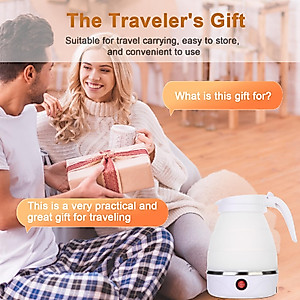 1.2 Liter -White Travel Collapsible Electric Kettle Boils Water Fast, Small Size, Large Capacity, Easy to Fold and Store, Food Grade Silicone Small Tea Kettle