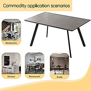Mid-Century Dining Table Set of 4, 47.2'' Modern Rectangular Table, Farmhouse MDF Slate Kitchen Table and Upholstered Faux Leather Chairs, 5-Piece Kitchen Dining Set(1 Table with 4 Brown Chairs)