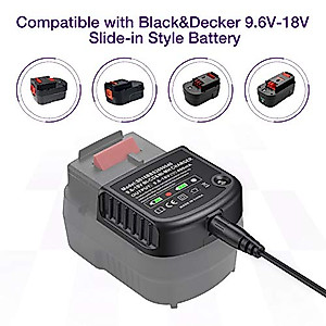 18V Battery & Charger 3.7Ah HPB18 for Black and Decker 18V 244760-00 A1718 FS18FL FSB18 Firestorm + 90571729-01 Multi-Volt Output Battery Charger for Black & Decker 9.6-18V Batteries