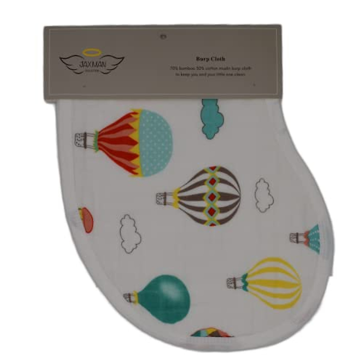 JAXMAN COLLECTION Muslin Burp Cloth for Boys & Girls, 70% Bamboo / 30% Cotton Washcloth, Face Towel, Burp Cloth, Unisex (Hot Air Balloon/Stars)