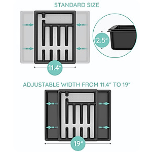 JULY HOME Expandable Kitchen Drawer Organizer - Convenient Plastic Flatware Drawer Organizer / Utensil Holder and Cutlery Tray Multipurpose Organizer Silverware Tray for Drawer Apartment Essentials