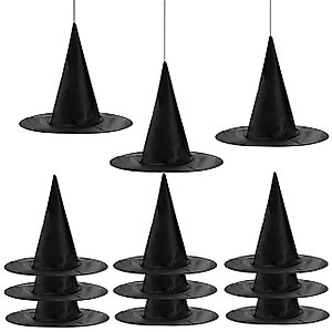 JOYIN 12 Pcs Witch Hat Halloween Decorations Indoor Decor, Hanging Witch Hats Decor Halloween Party Supplies Favors Haunted House Front Porch Ceiling