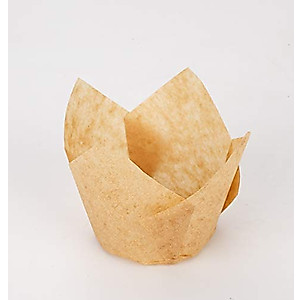 GOLDEN APPLE, 200 Pcs Tulip Cupcake Liner Baking Cup Muffin Tins Cups for Weddings, Birthdays, Baby Showers (Small, Natural)