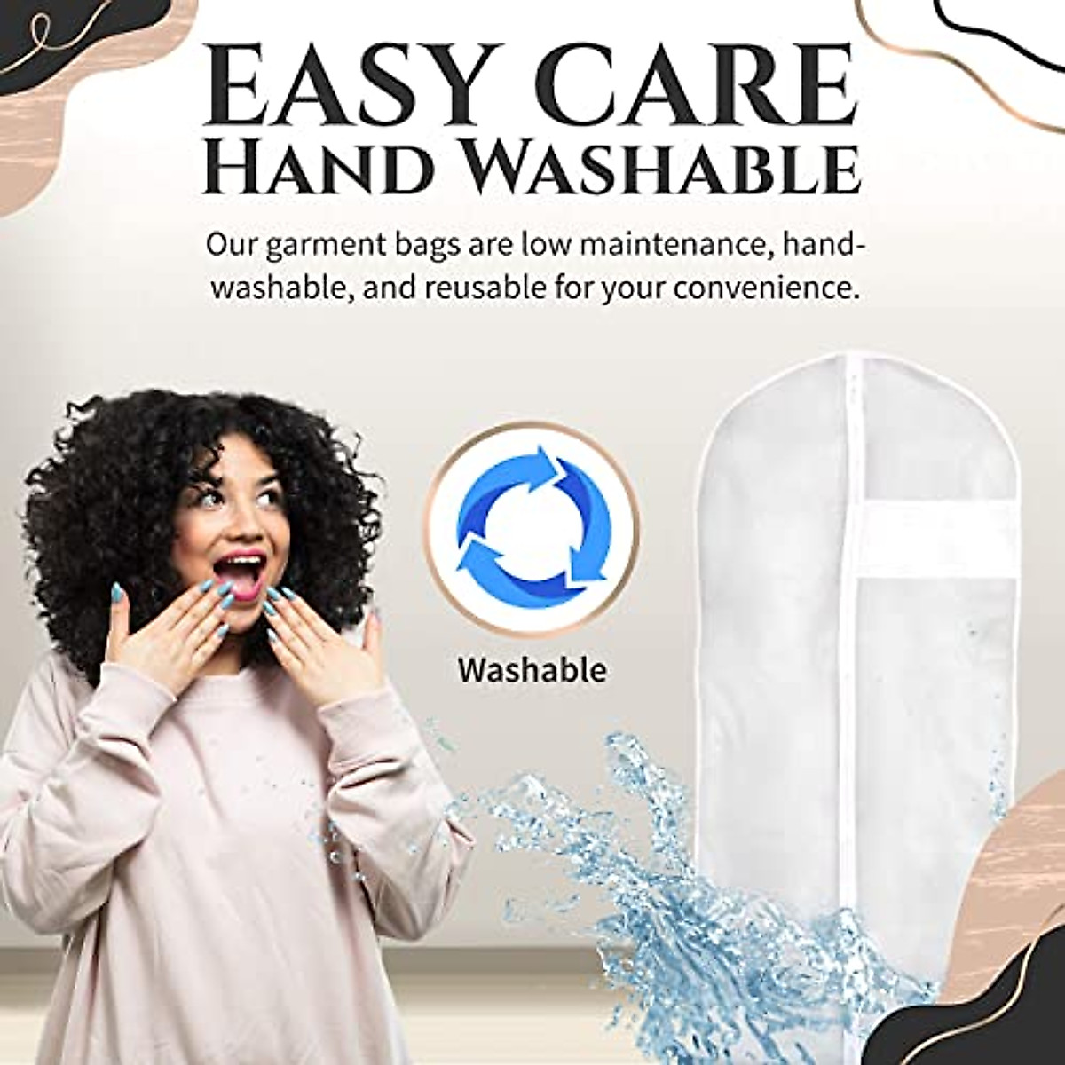 KUVR Clear Plastic Garment Bags for Hanging Clothes, Dress Bag Suit Bags for Closet Storage, Zippered Clothes Cover, Hanging Garment Bags Dance Costumes Clothing Protector - 43"(4 pc) 55"(2 pc) 6 pack