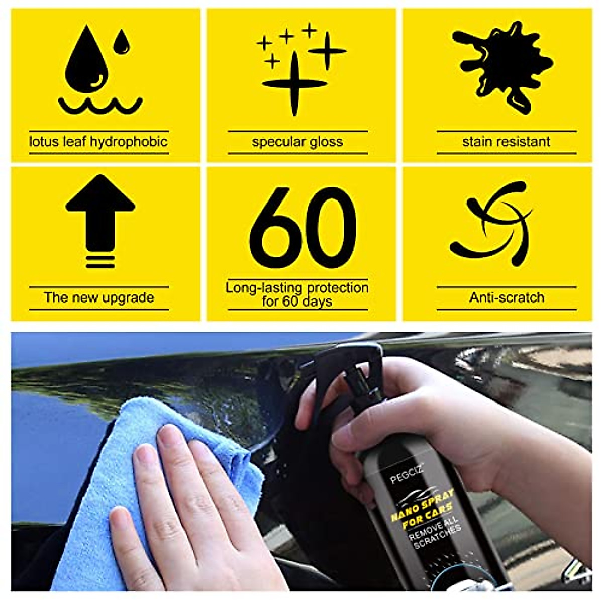 Car Scratch Remover, Nano Spray for Cars Car Scratch Repair Nano Spray Ceramic Coating Fortify Quick Coat Car Wax Polish Remove Any Scratch & Mark, Detail Protection for All Car Body (120ml) (2PC)