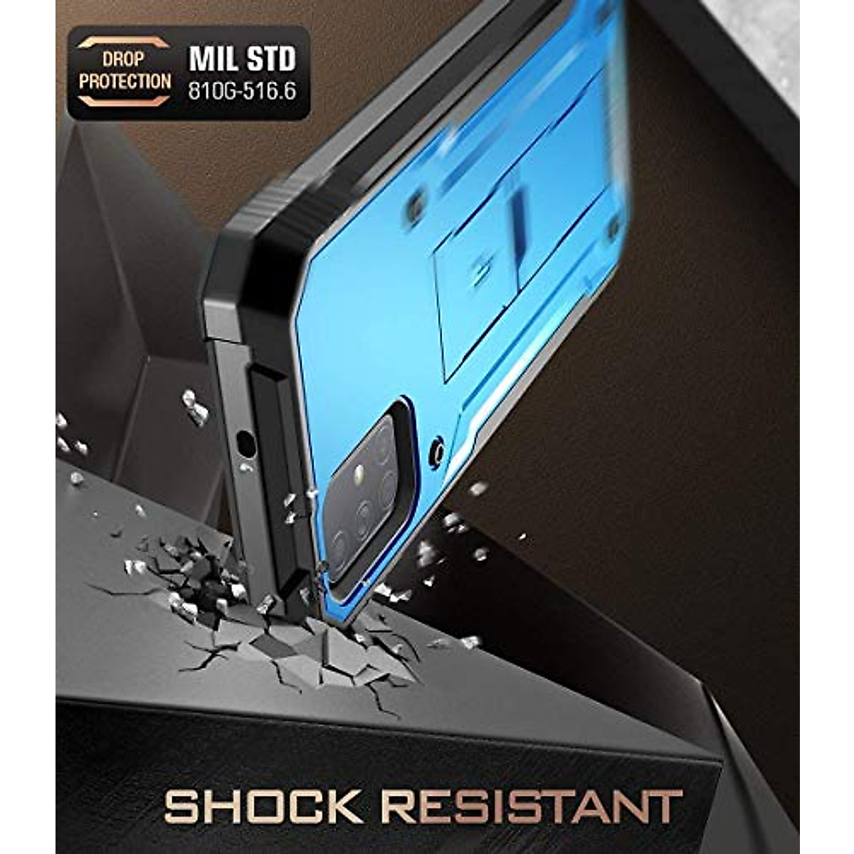 Poetic Revolution Series for Samsung Galaxy A71 5G Case, [Not Fit Verizon A71 5G UW] [Not Fit A71 4G] Full-Body Rugged Shockproof Protective Cover with Kickstand and Built-in-Screen Protector, Blue