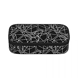 Black Pencil Case, Big Capacity Pencil Bag Canvas with 2 Compartments Pencil Case Organizer with Zipper for Office