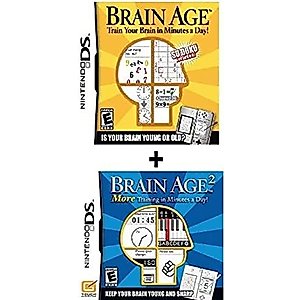 (2) Games - Brain Age Part 1 and 2 Bundle For Nintendo DS. Train Your Brain!