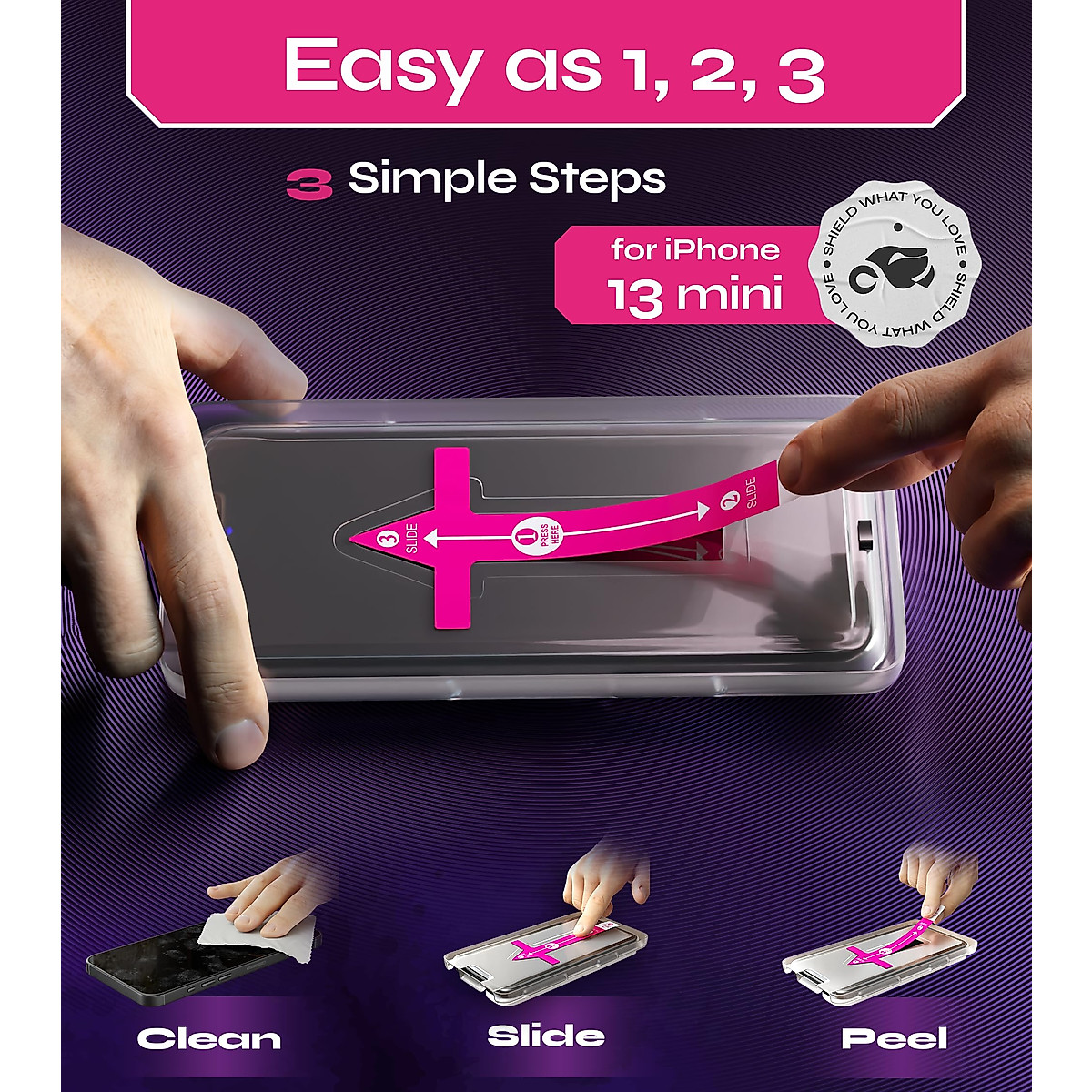 Defenslim Screen Protector compatible with iPhone 13 mini (2Pack), Easy Auto-Align Install Kit, 5.4" Tempered Glass, 9H Hardness, Ultra HD Clear, Case Friendly, EasyShield