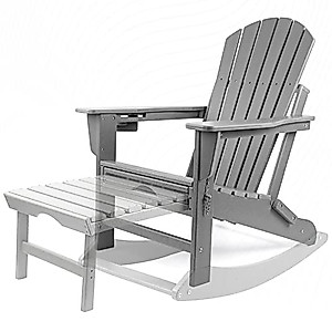 FUNBERRY Patio Rocking Chair Set of 2,Porch Rocker,Rocking Adirondack Chair,Folding Adirondack Chairs with Ottoman,All Weather Rocking Chair,Plastic Rocking Chair,350 lbs