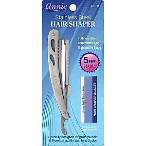 Annie Stainless Steel Hair Shaper Straight Razor W/ 5 Free Blades
