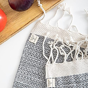 SMYRNA TURKISH COTTON Kitchen Dish Towels Pack of 2 | 100% Natural Cotton, 15 x 26 Inches | Machine Washable Wash Cloths | Ultra Soft, Absorbent, Prewashed and Quick Dry Turkish Dish Towels (Gray)