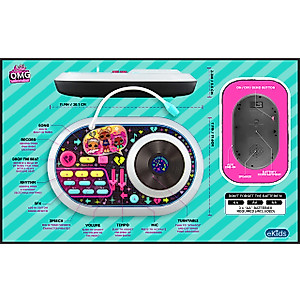 eKids LOL Surprise DJ Party Mixer Turntable Toy with Built in Microphone for Kids, Record and Mix Your Favorite Songs, for Fans of LOL Toys for Girls
