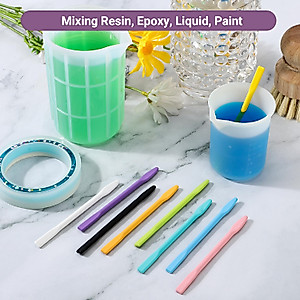 9PCS Colored Silicone Stir Sticks, Gartful Reusable Epoxy Resin Stir Sticks, for Resin Mixing, Paint, Making Glitter Tumblers Cups, Arts, Crafts, Facial Mask Stirring Rods, 9 Colors