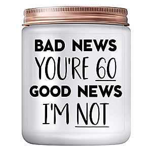 60th Birthday Gifts for Women, Men - Turning 60 Year Old Gift for Her, Him - Funny 60th Bday Gift Ideas for Wife, Husband, Best Friends, Birthday Present for Mom, Dad - Lavender Scented Candles