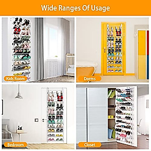 KOCASO 36 Pairs Over-The-Door Shoe Rack 12 Layers Wall Hanging Closet Shoe Organizer Storage Stand,72 x 20.5 x 7.8 inches,US Spot