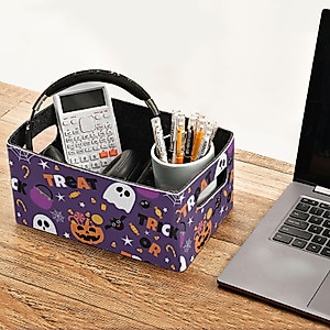 linqin Halloween Pattern Collapsible Storage Bins Baskets, 2 Pack Foldable Felt Fabric Organizer Decorative Cube Box for Nursery Home Shelves Closet