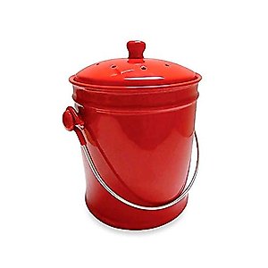 Natural Home 1-Gallon Ceramic Compost Bin in Red