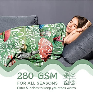 InnoBeta Mushroom Blanket, Best Gifts for Mushroom Lovers, Unique Mushroom Design, Throw Blanket Gifts for Women, Family, Friends, Flannel Plush Blankets - Mushroom Quotes - 50"x 65"