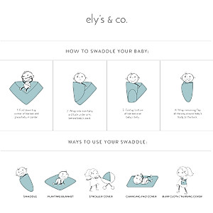 Ely's & Co. Muslin Swaddle Blanket 100% Soft Muslin Cotton 3 Pack 47"x 47" (Black & White)