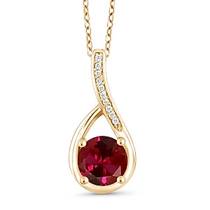 Gem Stone King 925 Sterling Silver 6MM Round Gemstone Birthstone and White Diamond Necklace | Infinity Pendant Necklace for Women | With 18 Inch Chain