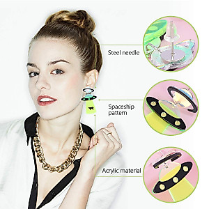 FENICAL UFO Earring Exaggerated Earring Acrylic Earring Drop for Woman Girls Ladies 1Pair