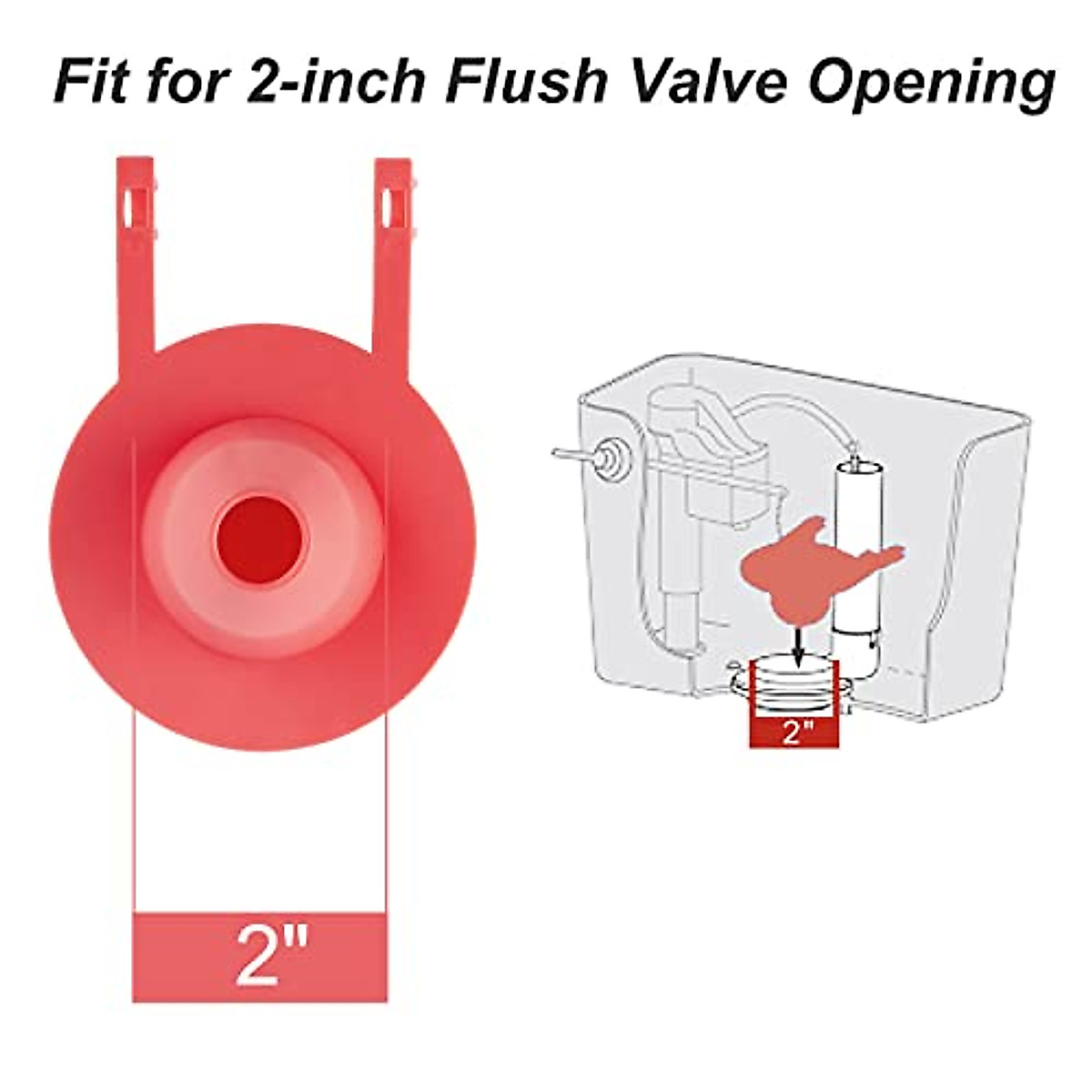 Toilet Flapper Replacement Kit, 2-inch Universal Toilet Stopper Flapper Compatible with American Standard Toilet Tank, Long-Lasting Rubber Seal Flapper with Stainless Steel Chain, Water Saving
