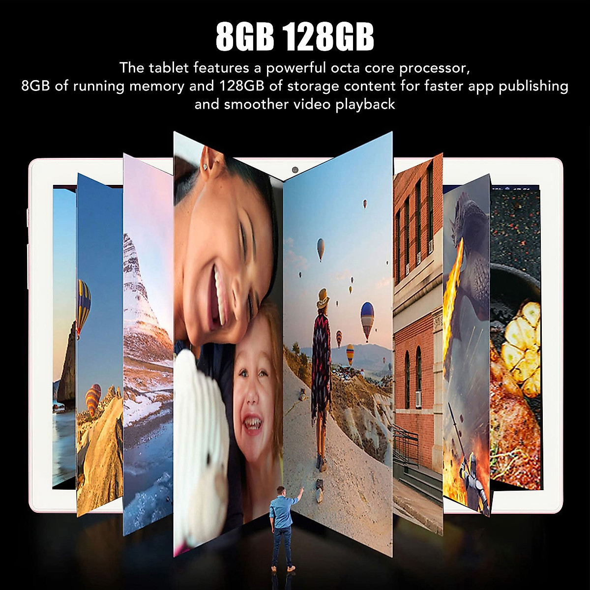 TOPINCN Gaming Tablet, 4G LTE Octa Core CPU Office Tablet 10.1 Inch Dual Camera 8GB RAM 128GB ROM for Study (US Plug)