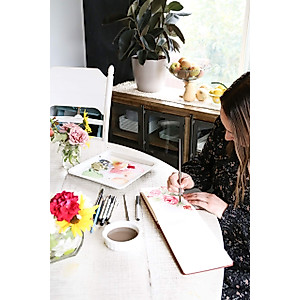 Linden Art Watercolor Journal, 140 lb (300 GSM), 64 Cold Pressed 8.5"x5.5" Pages, Watercolor and Mixed Media Travel Journal, Brown PU Leather Hard Cover