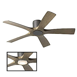 Modern Forms Aviator Smart Indoor and Outdoor 5-Blade Flush Mount Ceiling Fan 54in Graphite Weathered Gray with Remote Control (Light Kit Sold Separately) works with Alexa, and iOS or Android App