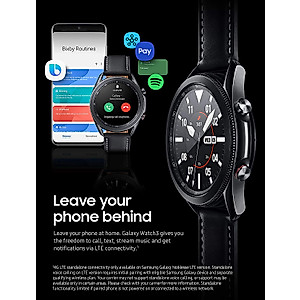 SAMSUNG Galaxy Watch 3 (45mm, GPS, Bluetooth, Unlocked LTE) Smart Watch with Advanced Health Monitoring, Fitness Tracking, and Long Lasting Battery - Mystic Black (US Version)