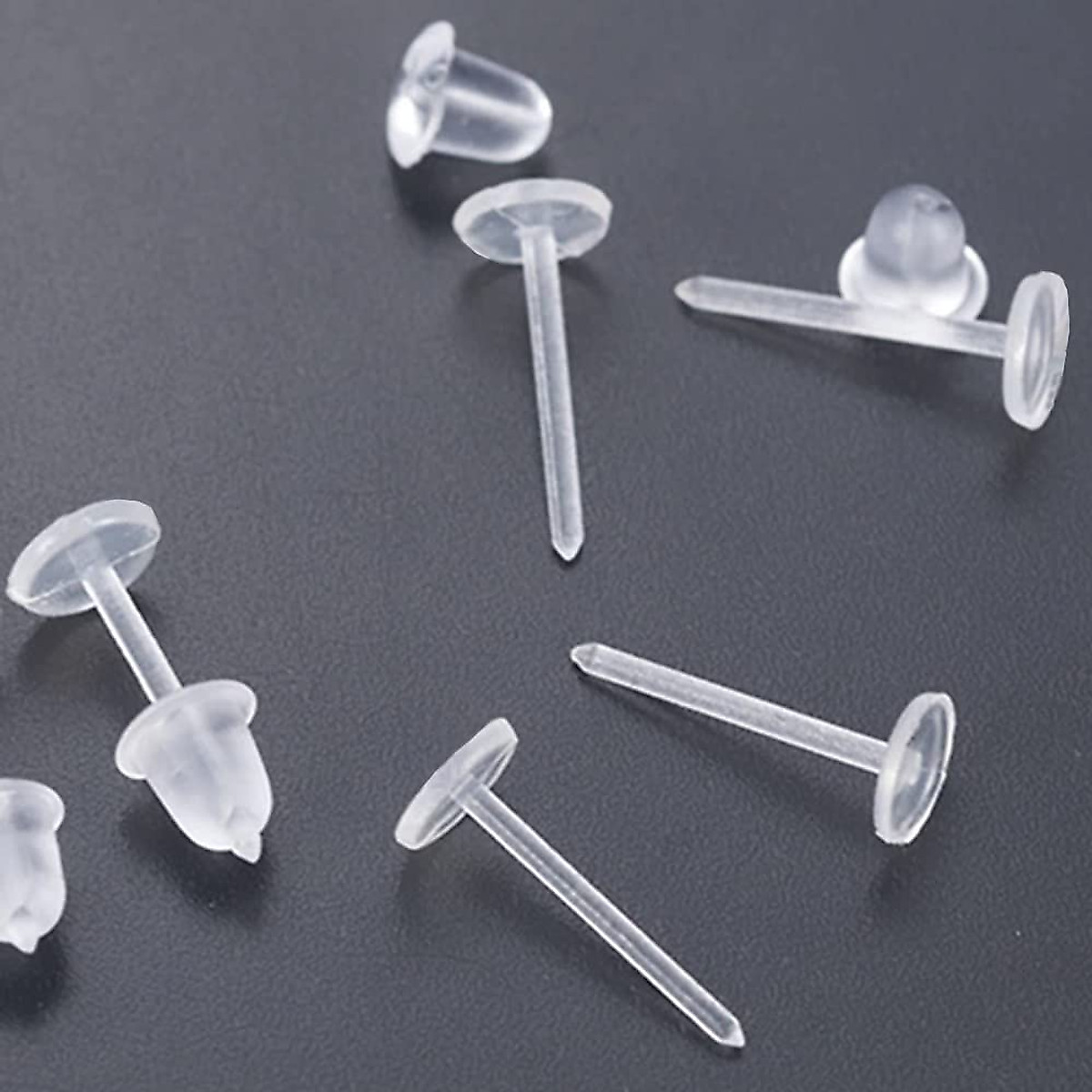 5pc 20g Stud Earrings Cartilage Piercing Flexible Bioflex Clear Ear Lobe Retainer Bioplast Invisible Jewelry Work School X-Ray