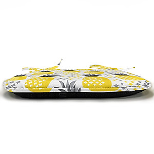 Ambesonne Exotic Chair Seating Cushion Set of 4, Pineapples Tropic Accents Coastal Theme Beach Island Fruit Kitchen Graphic, Anti-Slip Seat Padding for Kitchen & Patio, 16"x16", Yellow Grey Black