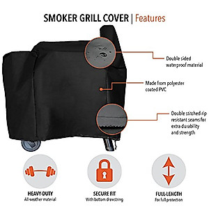 BBQ Butler Full Length Grill Cover - Fits Traeger 22 Series and Lil' Tex - Smoker Cover - Black