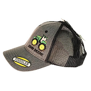 John Deere 3D Rubber Tractor Print Toddler Baseball Hat Cap-Charcoal-One Size